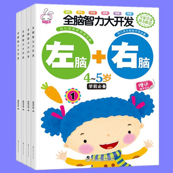 儿童左右脑开发书 4-5-6岁中班大班智力开发早教图书全4册 三到六岁幼儿启蒙书籍男孩女孩益智读物幼儿园宝宝全脑开发思维训练四岁五岁