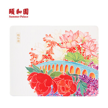 颐和园 皇家中国风环保柔软加厚防滑鼠标垫 办公创意礼品生日送礼 金桥百花