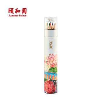 颐和园 原木彩铅笔彩色铅笔12色/筒 儿童礼物涂色填色绘画笔套装送卷笔刀 金桥百花
