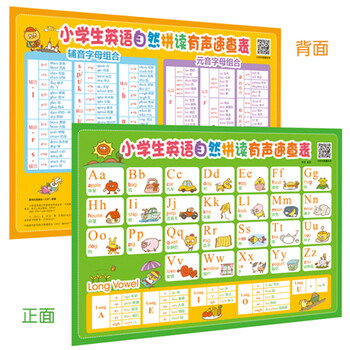 小学生英语自然拼读有声速查表（全彩双面 外教音频 卡通图解 放水防撕拉）