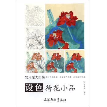 设色荷花小品/实用原大白描