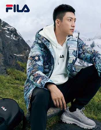 FILA 斐乐男装系列黄景瑜同款官方男士羽绒服2020年冬季新款时尚图案宽松保暖外套商场同款 勿忘我蓝-LB 180/100A/XL【图片 ...