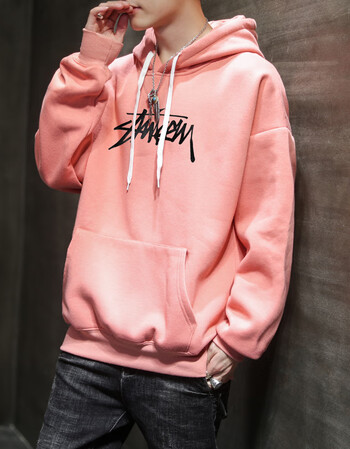 Prato Lee卫衣男连帽2020秋冬季新款男士字母印花青少年宽松大码外套男套头衫 粉红色 XL【图片 价格 品牌 报价】-京东