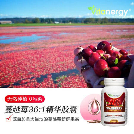 VITANERGY蔓越莓高浓缩精华胶囊 A型原花青素私护私密保养泌尿系统90粒/瓶 单瓶装-有效期到2027年6月【图片 价格 品牌 报价】-京东