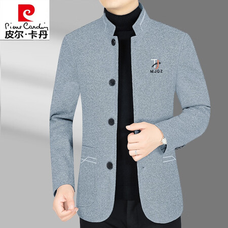 皮尔卡丹夹克外套男春秋季2024新款父亲立领中山商务休闲中年夹克男士外套 C78005蓝灰色 2XL 185 (适合150-165斤)【图片 ...