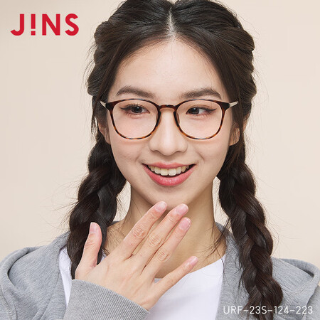 睛姿（JINS）含镜片近视镜AIR FRAME舒适佩戴可加配防蓝光镜片URF23S124 223黄色代瑁 1.60近视镜片【图片 价格 品牌 报价】-京东