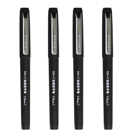 得力S34黑色加粗中性笔1.0mm办公商务磨砂笔杆水性笔签字笔水笔 4支装【图片 价格 品牌 报价】-京东