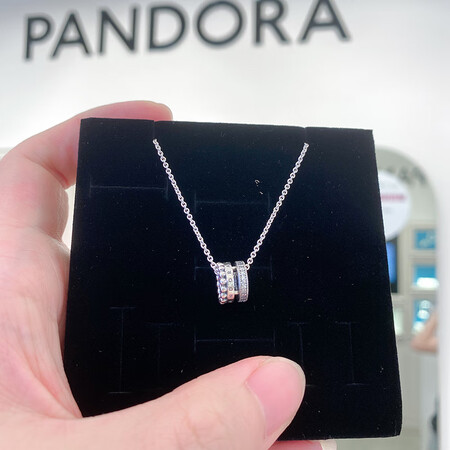 潘多拉（PANDORA）转运珠环镶钻吊坠项链女轻奢392311C01生日礼物锁骨链男士 45cm 配盒+手拎袋【图片 价格 品牌 报价】-京东