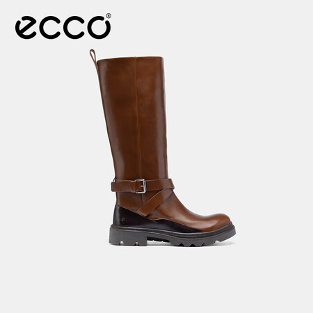 爱步（ECCO）【Natacha联名】靴子女 冬季长筒粗跟女靴 革新214773 胡桃棕/摩卡棕21477360970 37【图片 价格 品牌 ...
