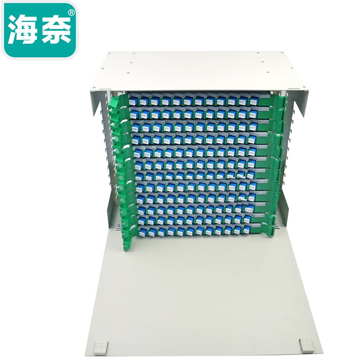 【海奈HN-ODF-144C】海奈 144芯/口ODF光纤配线架/箱8U SC单模满配含尾纤法兰 19英寸机柜抽拉式 一体熔纤盘 灰白色 HN ...