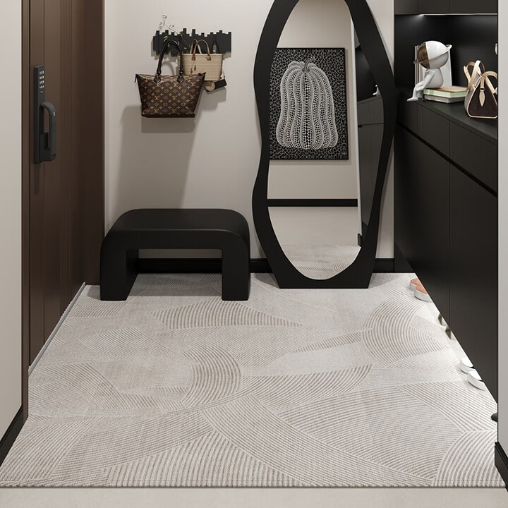 纤苏（qiansu）入户地垫比利绒轻奢简约现代风家用玄关门口客厅地毯子可裁剪定制 焕岩-米 100cm*140cm【图片 价格 品牌 报价】-京东