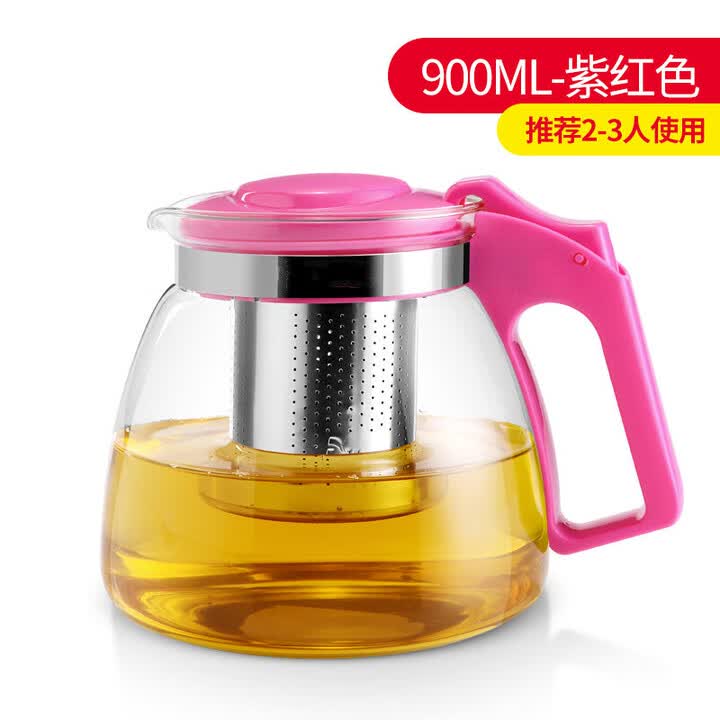 erisi茶壶耐热玻璃过滤透明花果茶壶茶吧机泡茶壶玻璃水壶茶具 S76-2茶壶900ML(紫红色)【图片 价格 品牌 报价】-京东