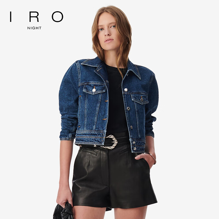 IRO NIGHT 牛仔外套短款长袖深色单排扣简约法式轻奢24秋冬新款 牛仔蓝 34【图片 价格 品牌 报价】-京东