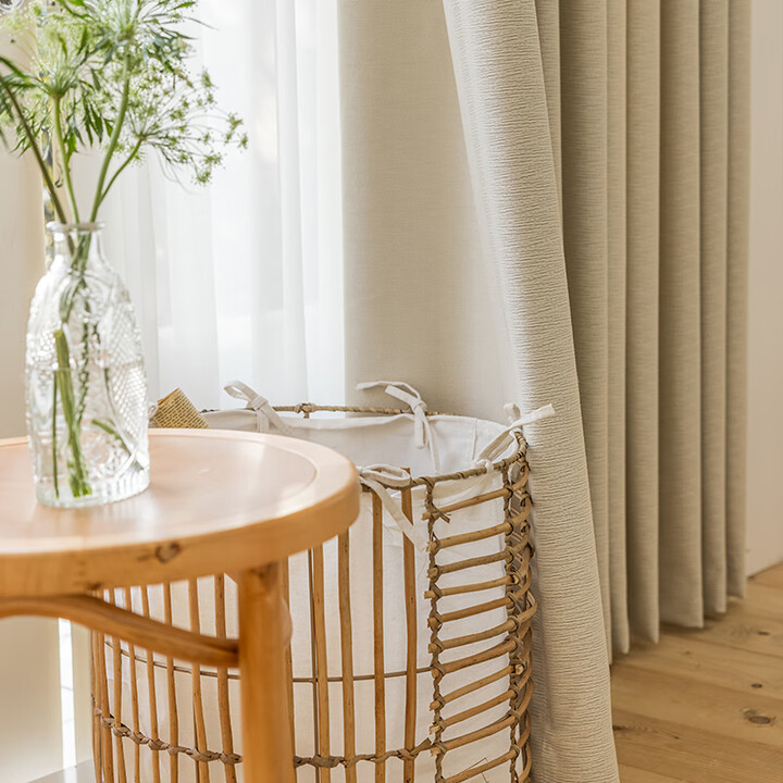 GHGK奶油风窗帘卧室全遮光棉麻2024新款帘客厅高级感成品窗帘免费改短 奶茶色 1.5米*2米 1片 挂钩式 送挂钩送绑带【图片 价格 品牌 ...