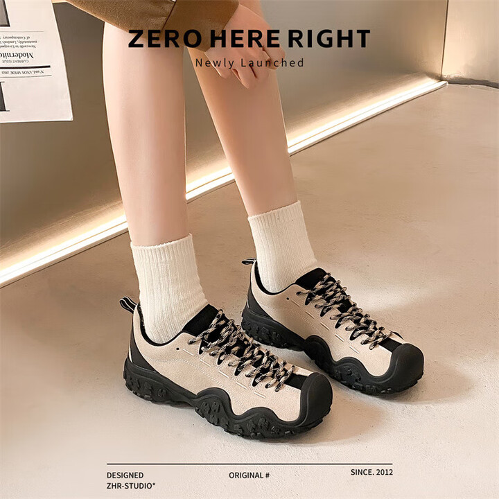 【ZHR休闲鞋】ZHR登山鞋女山系户外运动鞋女轻便厚底增高休闲女鞋 G701 米黑 35 【行情 报价 价格 评测】-京东