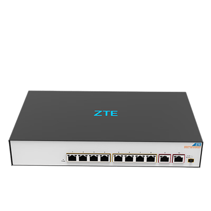 【中兴ZXSLC SE1010P2GT】中兴（ZTE）8个百兆POE端口+2个千兆上行端口，PoE满载125.7W 内置电源 ...