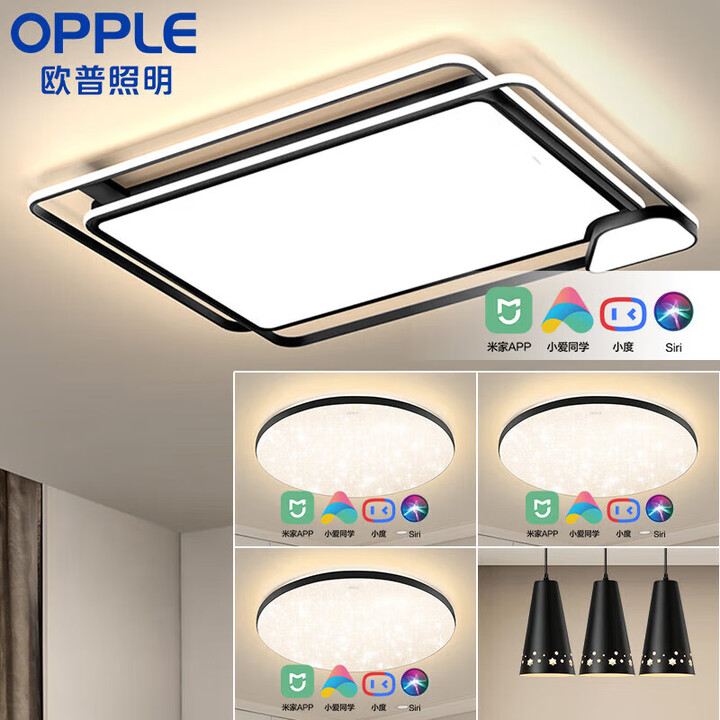 【欧普欧普照明】欧普照明（OPPLE）LED吸顶灯 后现代高端超薄客厅卧室餐厅灯具灯饰套餐 智能音箱/AI智控调光套餐10【行情 报价 价格 评测】-京东