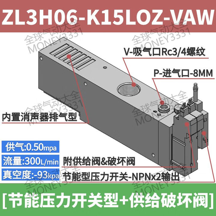 MDUGSMC真空发生器ZL3H04-K15LOZ-VAWZL3H06-K15LZ-GN-EAG-FA/B-EBMG ZL3H06 ...