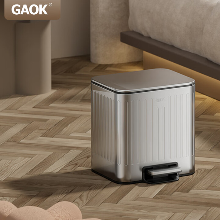 GAOK家用网红复古垃圾桶带盖厨房奶油白客厅脚踏卫生桶高颜值脚踩 8L本钢银【复古纹】【图片 价格 品牌 报价】-京东