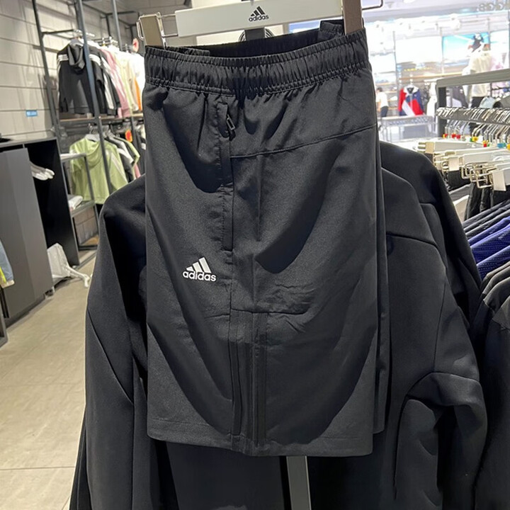 阿迪达斯（adidas）夏季新款男子短裤快干梭织透气休闲运动裤跑步训练五分裤HR8725 HE7405黑色 S【图片 价格 品牌 报价】-京东