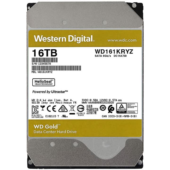 西部数据（WD）企业级硬盘 Gold 金盘 3.5英寸 SATA接口 1TB 1005FBYZ 16TB WD161KRYZ【图片 价格 品牌 ...