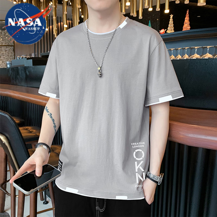 NASA WASSUP短袖t恤男士夏季薄款棉潮流帅气百搭冰丝男装体恤上衣服 灰色 3XL （165-180斤）【图片 价格 品牌 报价】-京东