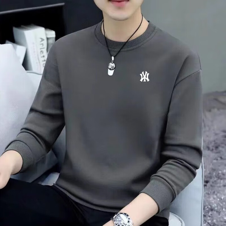WBWU轻奢高档品牌卫衣男联名春秋冬季圆领加绒宽松上衣服休闲长袖t恤 Y深灰色卫衣-春秋 常规 2XL (建议130-150斤)【图片 价格 ...