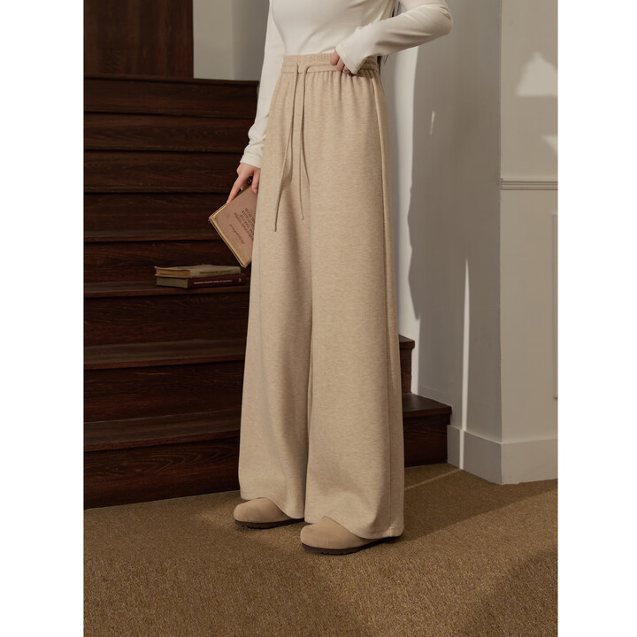 蓝语大码女装胖mm仿羊绒保暖针织裤2025秋冬季宽松显瘦直筒阔腿裤 燕麦色 现货 XL 【建议120-140斤】【图片 价格 品牌 报价】-京东