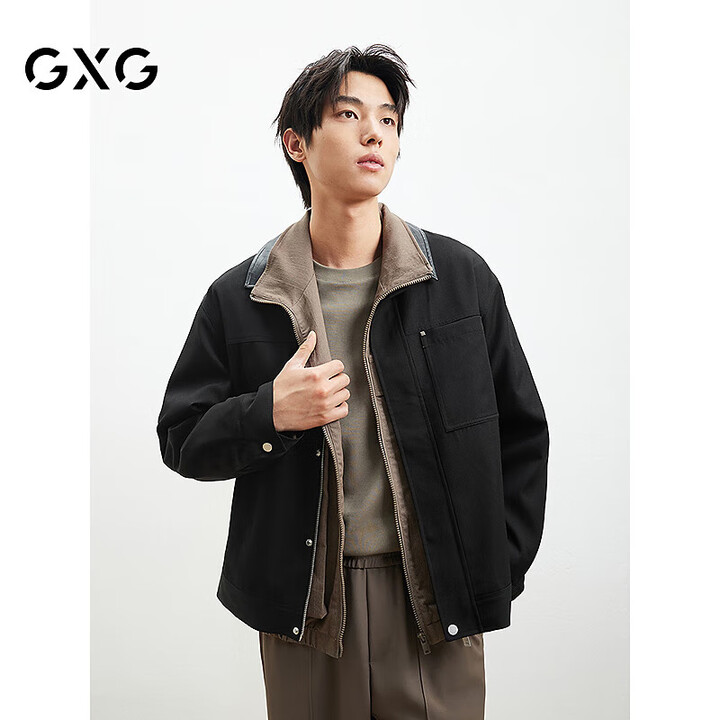 【GXGG25D211023】GXG男装 商场同款黑色翻领夹克 黑色 175/L【行情 报价 价格 评测】-京东