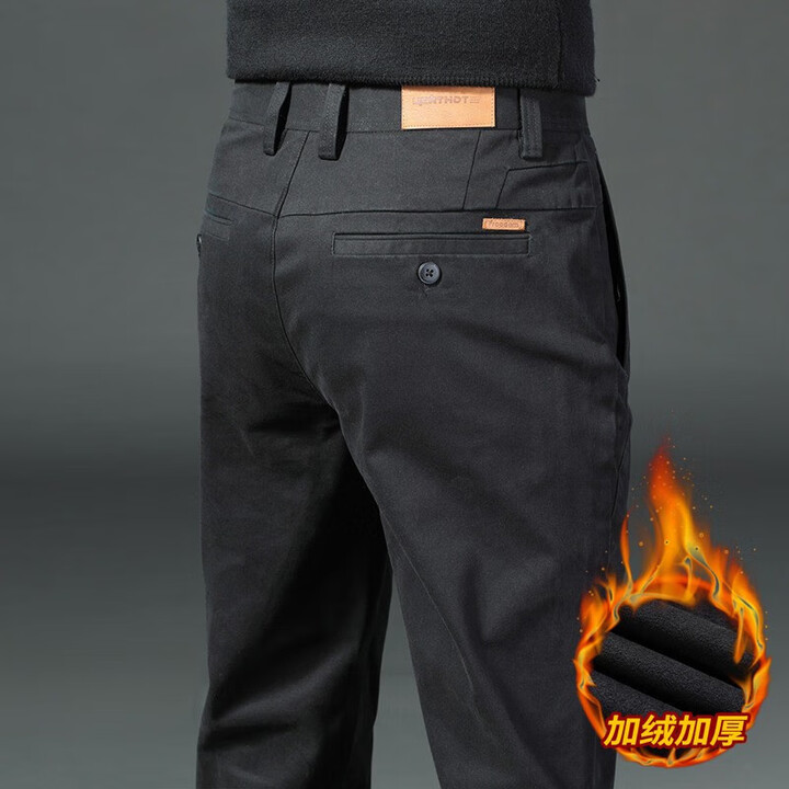 加绒休闲裤男士2025宽松直筒裤商务冬季修身加绒百搭长裤子男 KB-175黑色加绒 31 适合125-135斤【图片 价格 品牌 报价】-京东