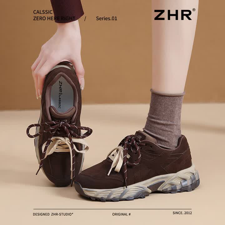 【ZHR休闲鞋】ZHR则则老爹鞋女美拉德风潮流厚底增高女鞋运动休闲鞋子女 QT27 咖色 38 【行情 报价 价格 评测】-京东