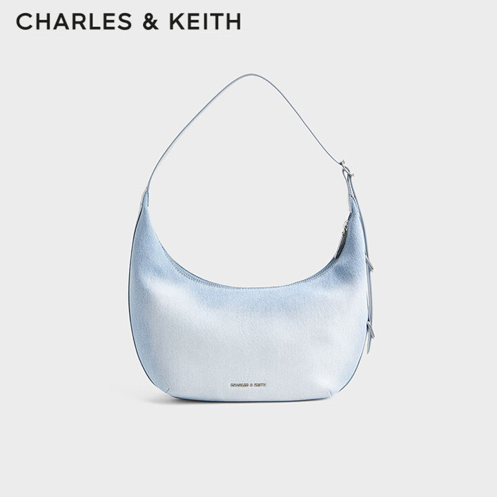 CHARLES&KEITH复古柔软新月包腋下包斜挎包生日女神节礼物送女友CK2-40782526 浅牛仔蓝色CK2-40782526-1 中包 ...
