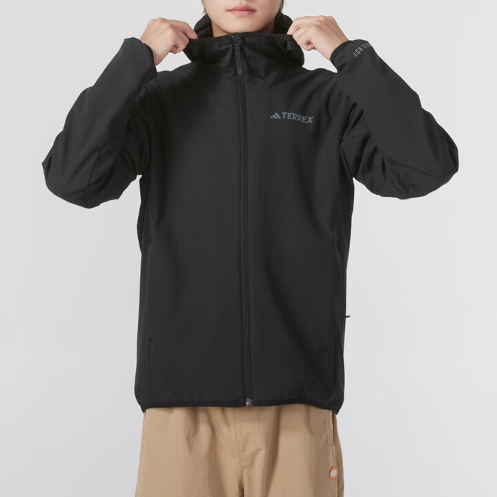 阿迪达斯（adidas）外套男装2025秋冬季新款TERREX户外运动服防风连帽梭织夹克上衣 IY0092黑色 L【图片 价格 品牌 报价】-京东