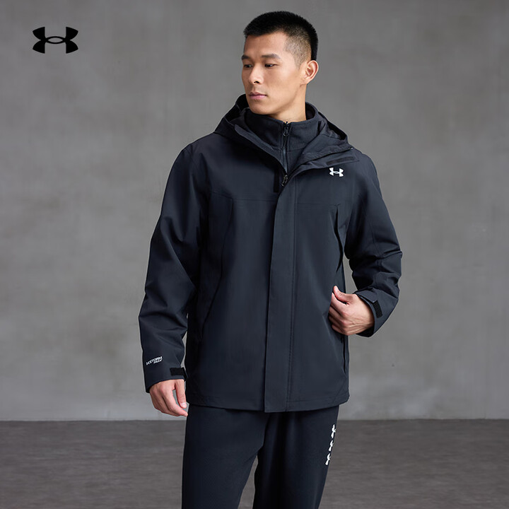 【安德玛6001977】安德玛（UNDERARMOUR）春夏男女防水三合一训练运动外套冲锋衣6001977黑色001 2XL【行情 报价 价格 ...