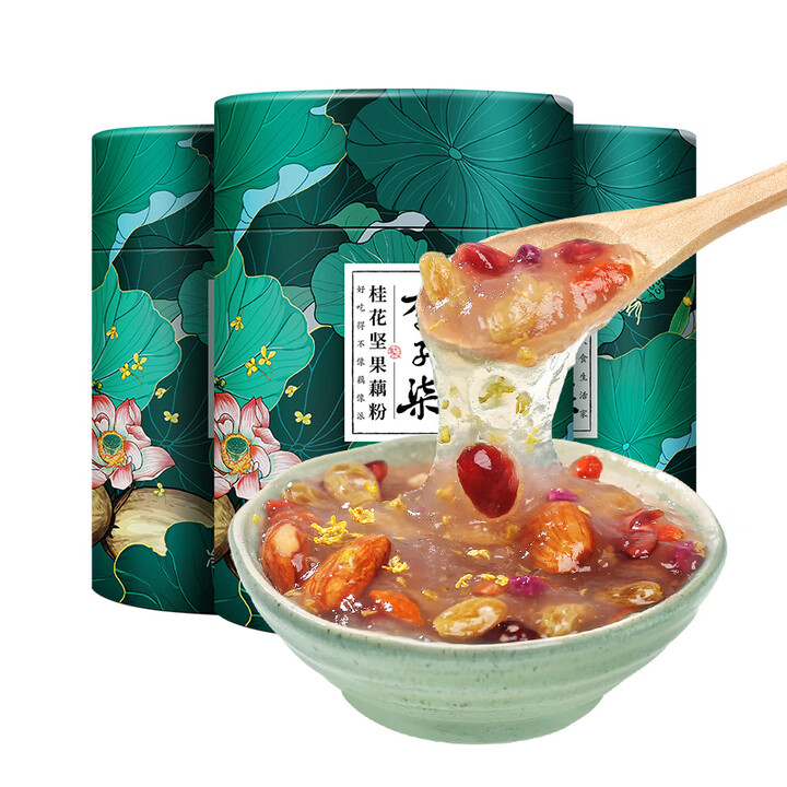 【李子柒藕粉258g*3罐】李子柒桂花坚果藕粉258g*3罐 代餐坚果羹营养早餐【行情 报价 价格 评测】-京东