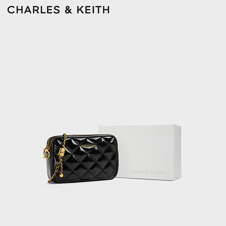 CHARLES&KEITH菱格链条单肩斜挎小方包包女包生日礼物新年礼物CK2-00151408 Black黑色 XS【图片 价格 品牌 报价】-京东