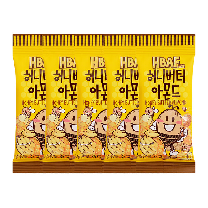 芭蜂（HBAF）芥末杏仁蜂蜜黄油扁桃仁腰果组合装 韩国进口坚果炒货休闲零食 蜂蜜黄油味扁桃仁35g*5袋【图片 价格 品牌 报价】-京东