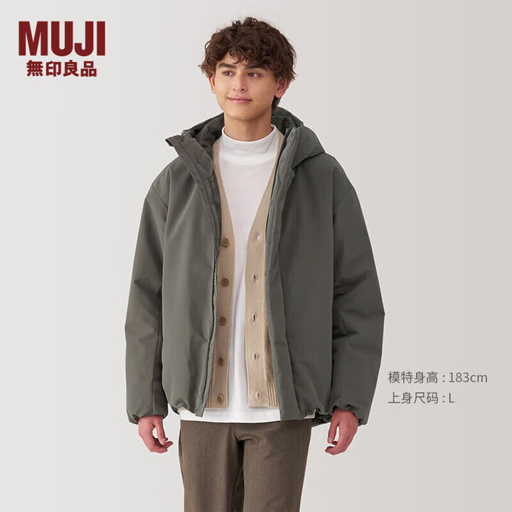 无印良品（MUJI）男式 可水洗 风帽夹克 男士外套城市轻户外冬季棉服男装 深咖啡棕色 L (175/100A)【图片 价格 品牌 报价】-京东