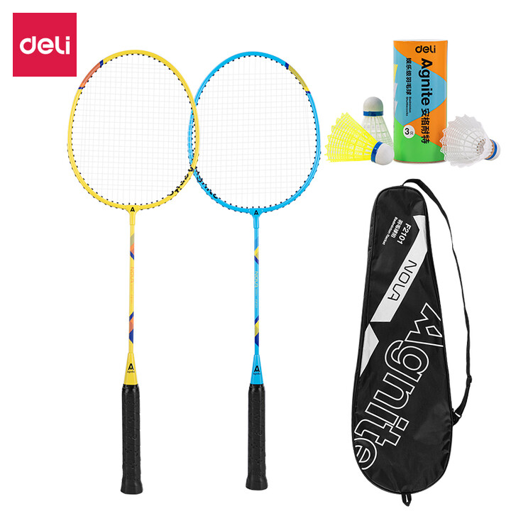 【安格耐特F2101】安格耐特（Agnite）F2101羽毛球拍 铁粉体对拍 灵动双拍耐用型蓝黄色两只装 配3颗球【行情 报价 价格 评测】-京东
