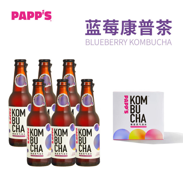 PAPP'S TEA康普茶益生菌发酵果汁气泡茶饮料送女友节日送礼 【热销】蓝莓味24瓶装【图片 价格 品牌 报价】-京东