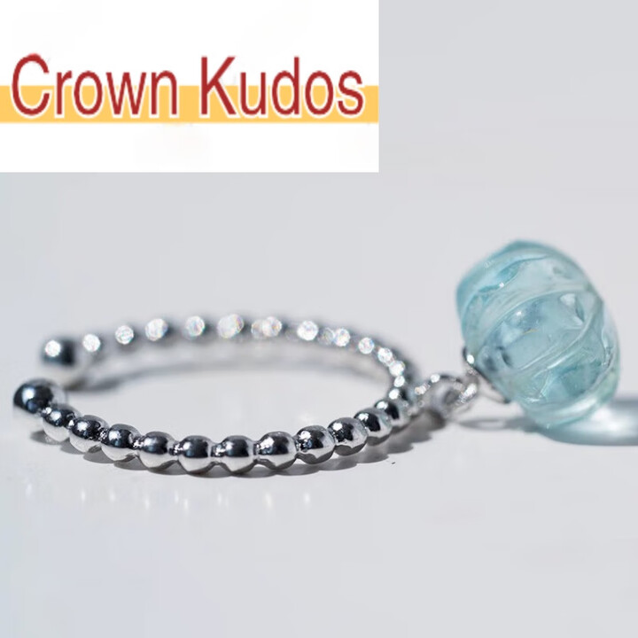 CROWN KUDOS无海蓝宝摩根石手工打磨瓜楞珠92银开口戒指童趣 44点205ct【图片 价格 品牌 报价】-京东