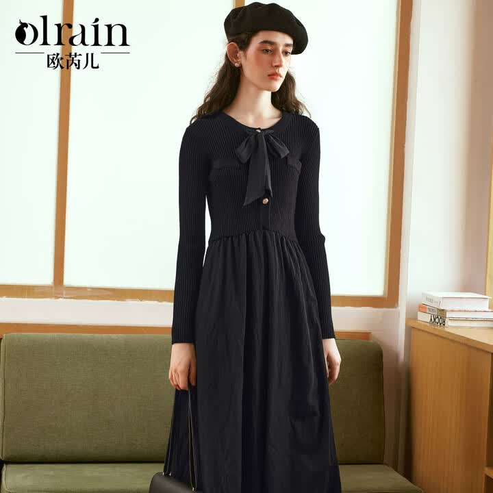 【OlrainN56QL88353】Olrain欧芮儿法式连衣裙女秋季2024年新款小香风收腰A字长裙 黑色 XL【行情 报价 价格 评测】-京东