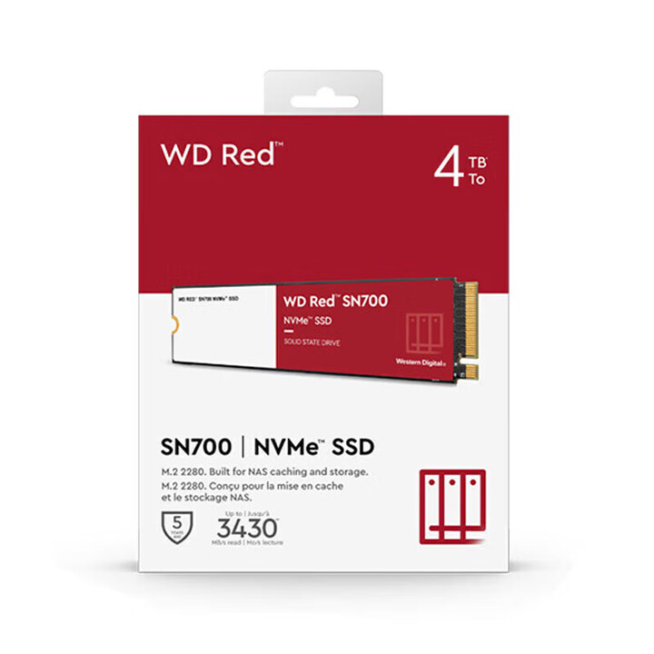 【西部数据（WD）WDS400T1R0C】西部数据（WD）4T SN700 NVMe SSD固态硬盘 M.2接口Red系列网络储存(NAS ...