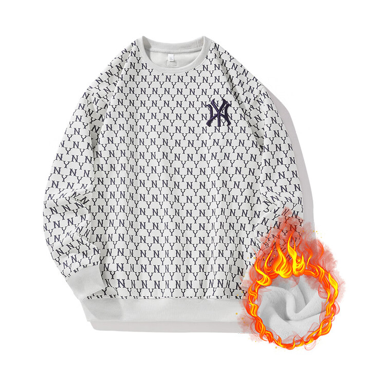 MLBNYWY刺绣秋冬62棉ny卫衣刺绣满外穿洋气情侣款圆领套头宽松长袖 NY932JR白色 加绒 L 建议120-140斤【图片 价格 品牌 ...