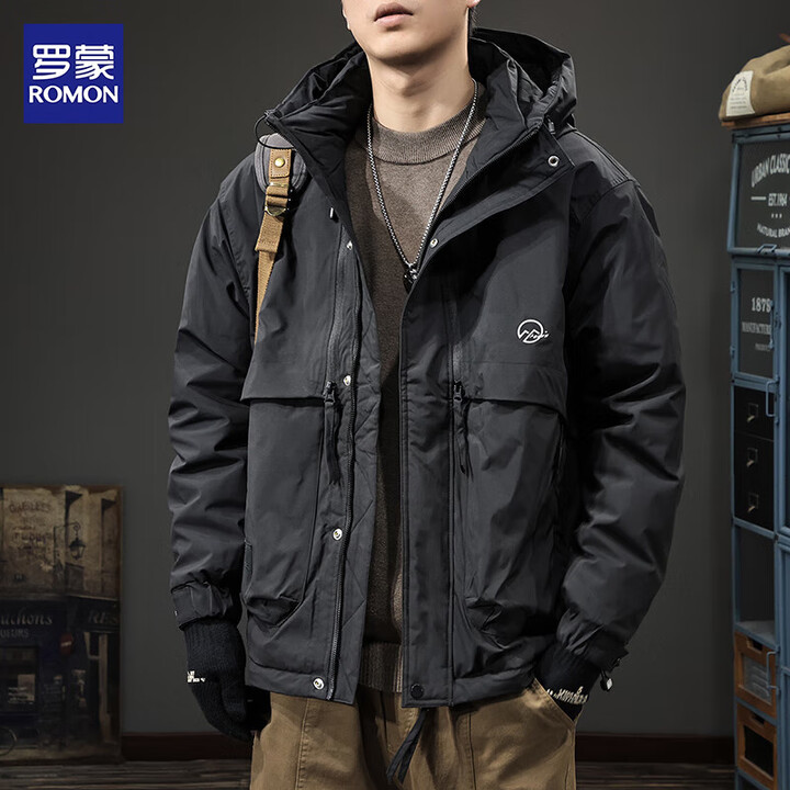 罗蒙美式工装短款羽绒服男士冬季新款90灰鸭绒宽松加厚防寒保暖外套男 319黑色 XL 【适合145斤左右】【图片 价格 品牌 报价】-京东