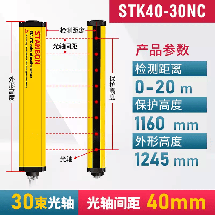 施特安邦STANBON安全光栅STK20米超远距离红外对射感应光幕传感器 STK40-30NC【图片 价格 品牌 报价】-京东
