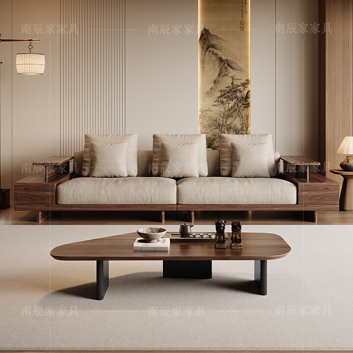 南辰家黑胡桃木布艺沙发新中式宋氏美学客厅直排四人位家具2025新款 四人位3.6m【优质纯棉麻】+FAS级黑胡桃木【图片 价格 品牌 报价】-京东