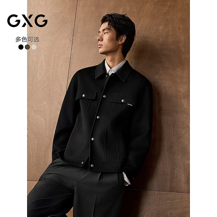 GXG男装 商场同款质感短款大衣 2025年冬季新品G25X064006 黑色 S【图片 价格 品牌 报价】-京东