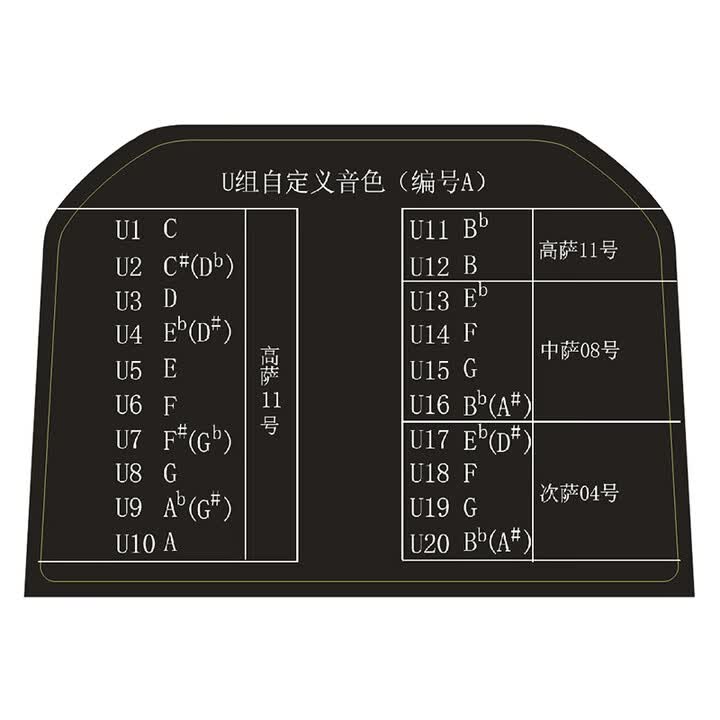 欢笛雅马哈电吹管中文音色表贴纸1208c和150/120型号专用 U组自定义音色(编号A)【图片 价格 品牌 报价】-京东