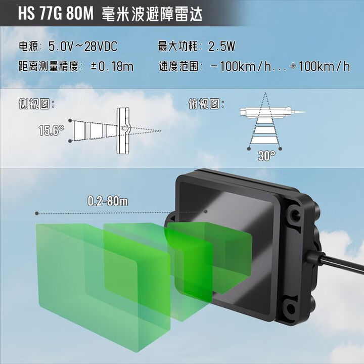HS 77G20/40/80m无人机避障雷达模块毫米波测距传感器植保测绘 HS 77G 80M MMW(避障)【图片 价格 品牌 报价】-京东